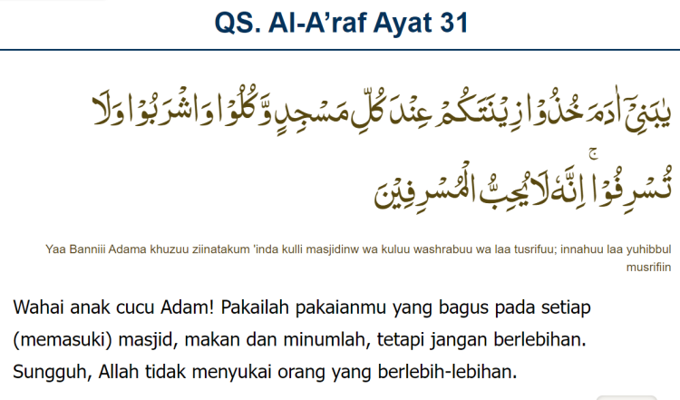 Al-A'raf Ayat 31: Pentingnya Menjaga Proporsi Dalam Segala Aspek Kehidupan - Pesantren Riset Al ...